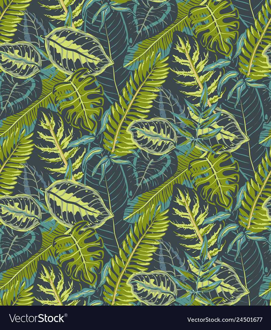 Seamless pattern with tropical palm leaves Vector Image