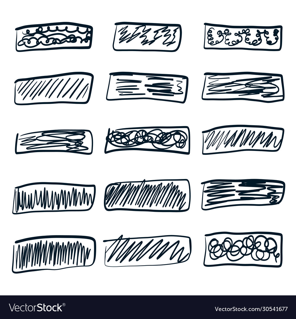 Set hand drawn rectangular scribbles design Vector Image