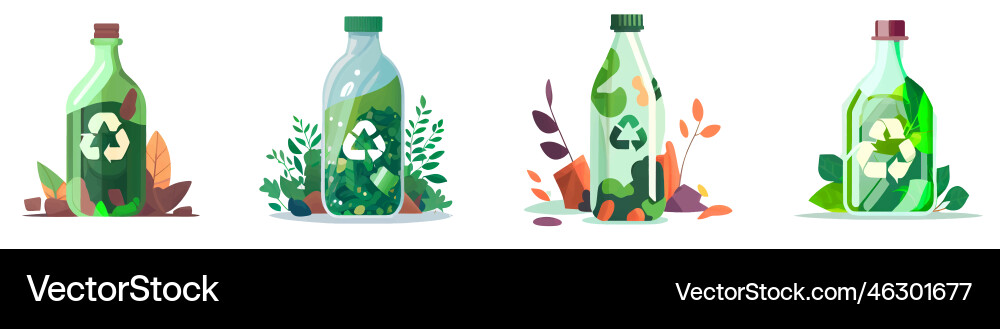 Set of reduce waste concept Royalty Free Vector Image