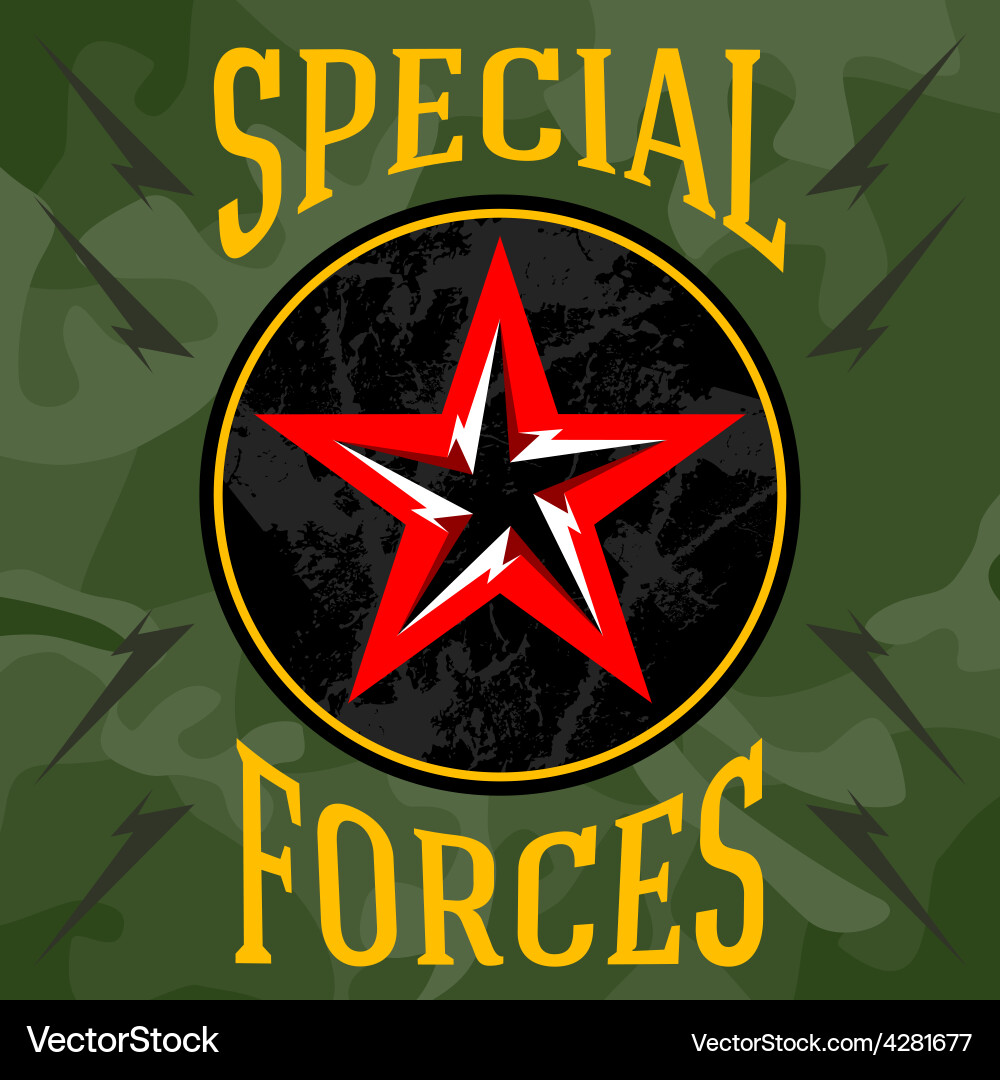 Special forces military patches with forest Vector Image