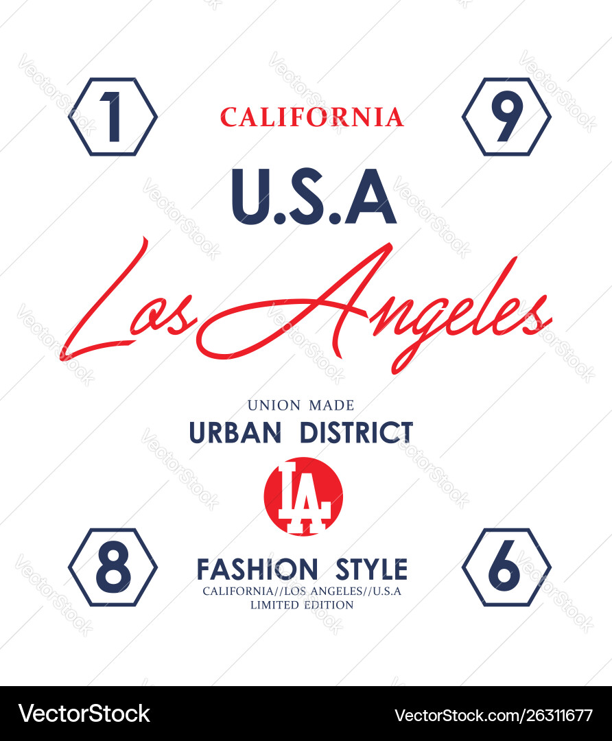 Usa los angeles typography design Royalty Free Vector Image