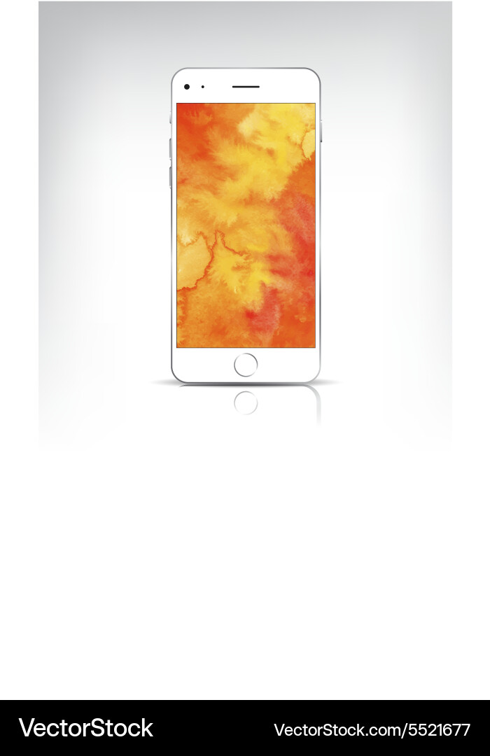 Vactor realistic white phone with watercolor Vector Image