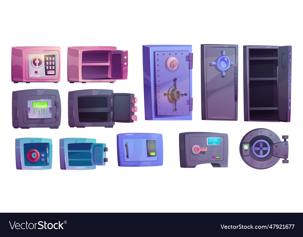 Vault or safe box set Royalty Free Vector Image