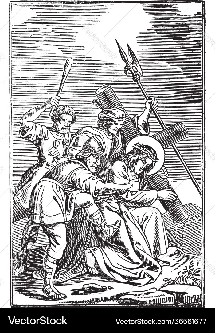 Vintage antique religious biblical drawing Vector Image