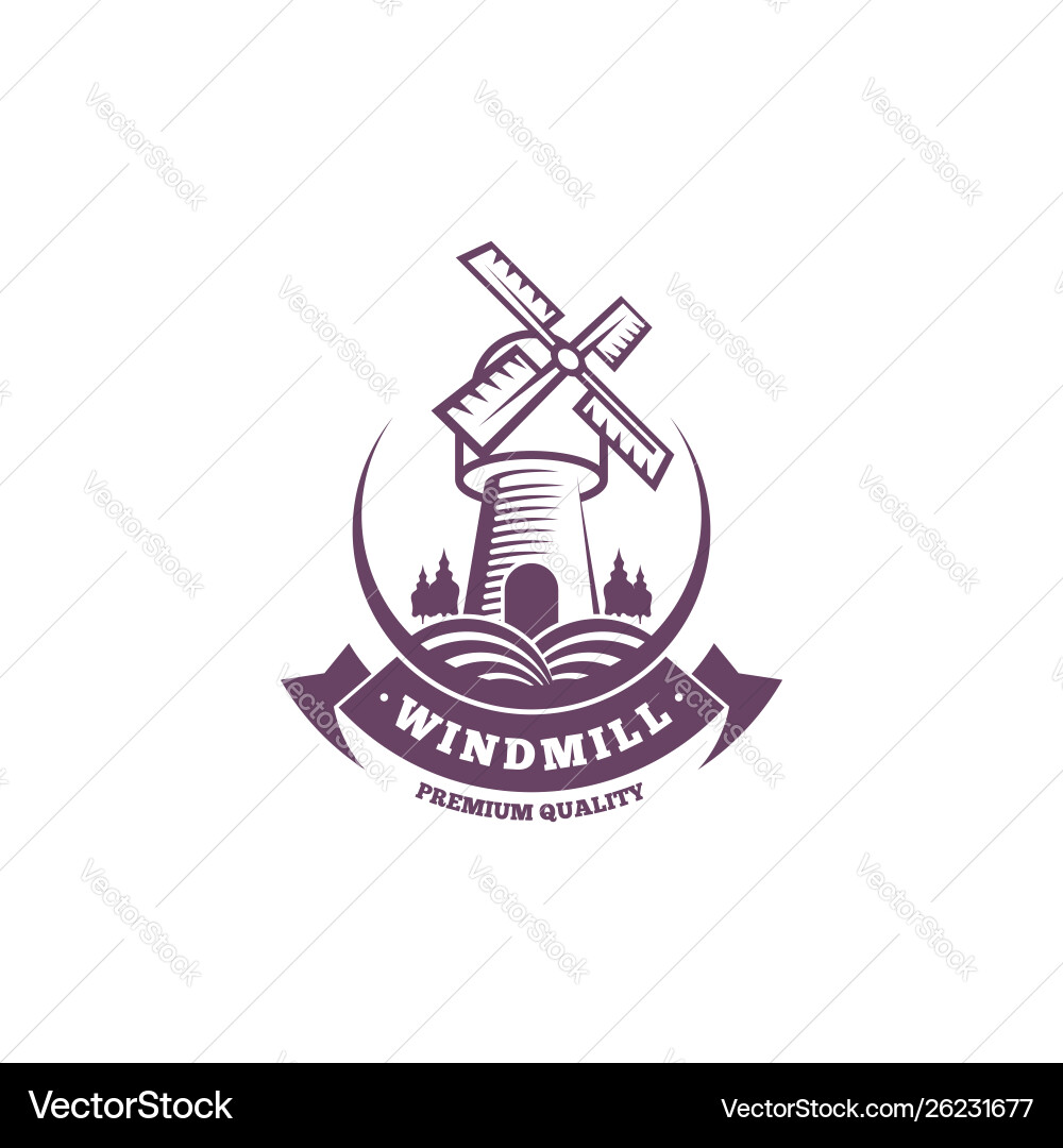 Windmill logo template building in farm logo Vector Image