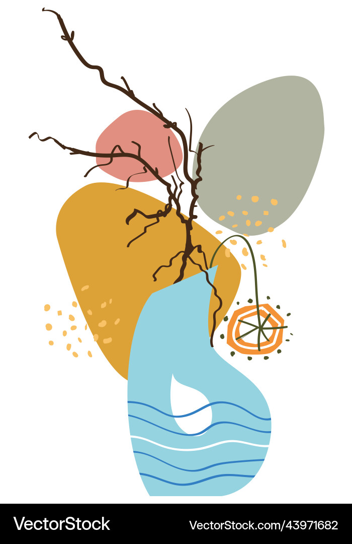 Abstract posters with vases trendy still life Vector Image