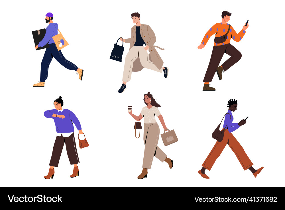Busy people are late concept Royalty Free Vector Image