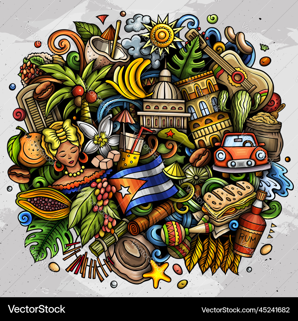Cuba cartoon doodle funny cuban Royalty Free Vector Image