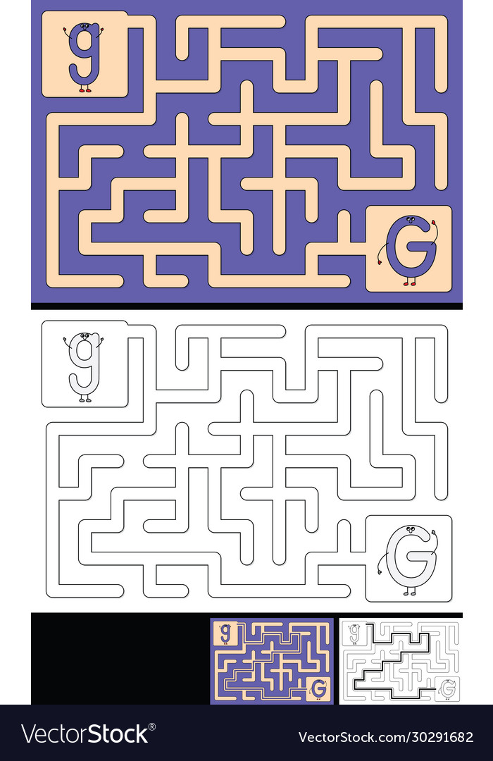 Easy alphabet maze - letter g Royalty Free Vector Image