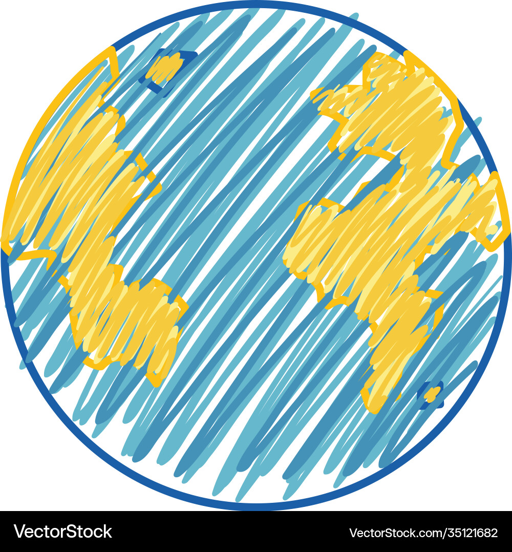 Globe yellow and blue line icon isolated on white Vector Image