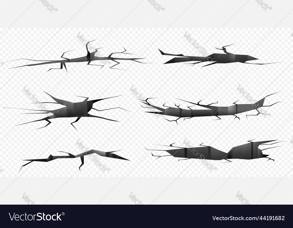 Ground Cracks And Holes Perspective View Cracking Vector Image