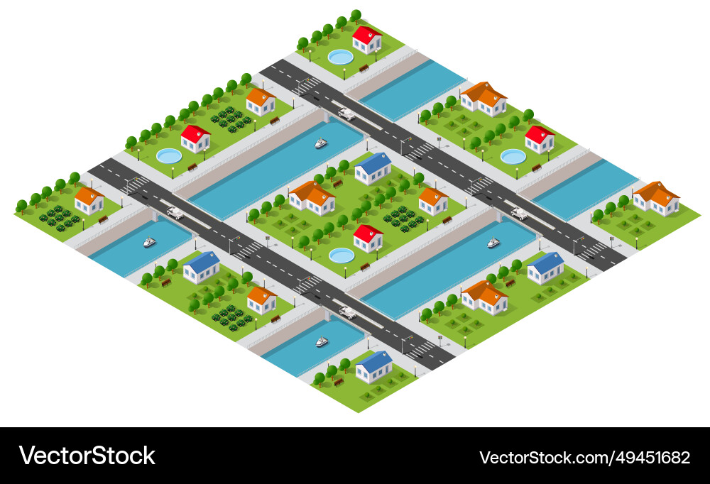 Isometric modules of the modern 3d city Royalty Free Vector