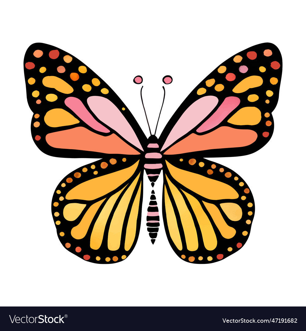 Monarch butterfly hand drawn Royalty Free Vector Image Monarch butterfly hand drawn Royalty Free Vector Image
