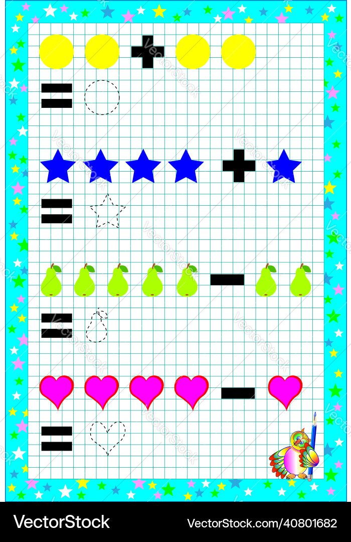 Page with exercises for children on a square Vector Image