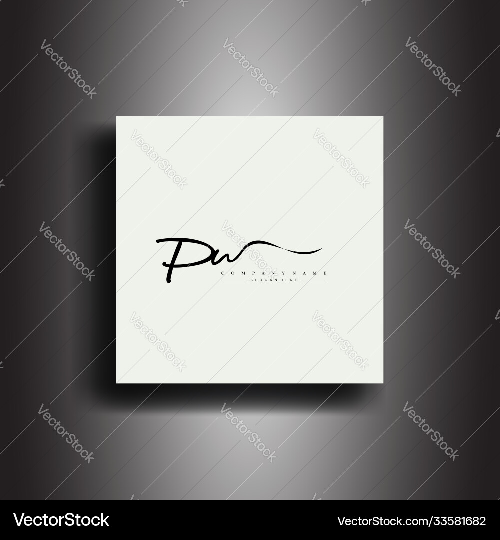 Pu signature style monogramcalligraphic lettering Vector Image