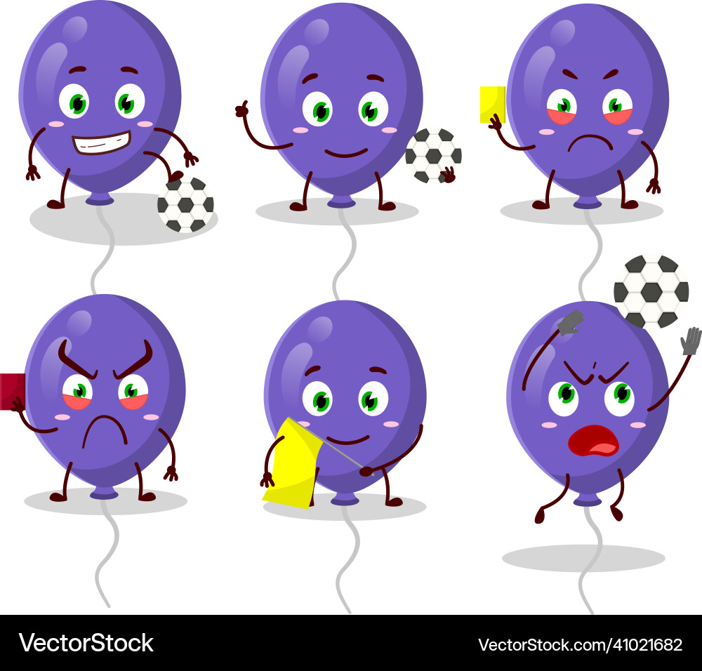 Purple balloons cartoon character working Vector Image