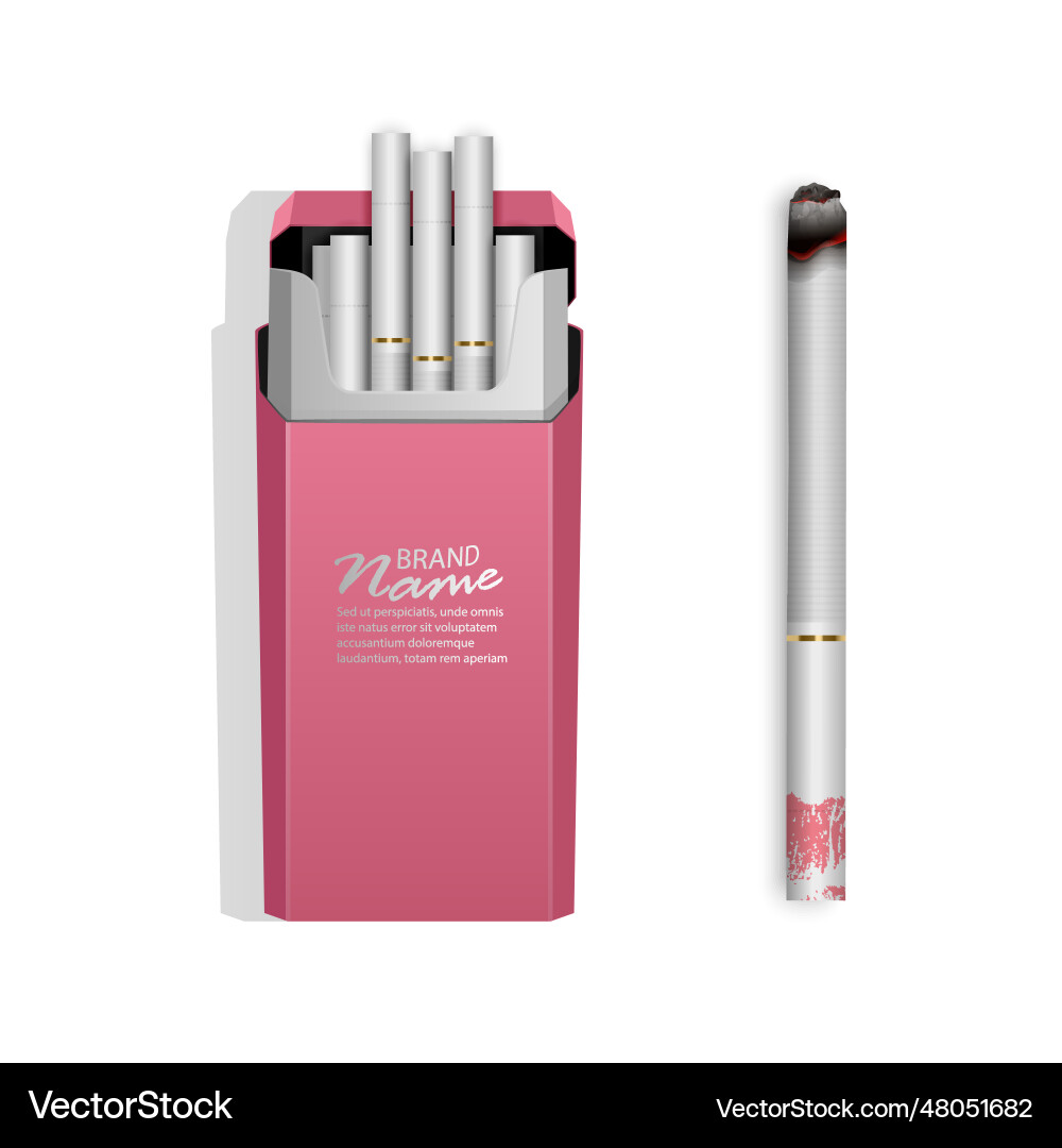 Set of realistic cigarettes with smoke Royalty Free Vector