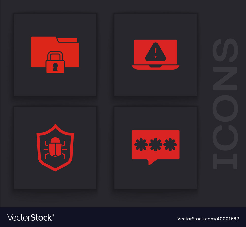 Set password protection folder and lock laptop Vector Image Set password protection folder and lock laptop Vector Image