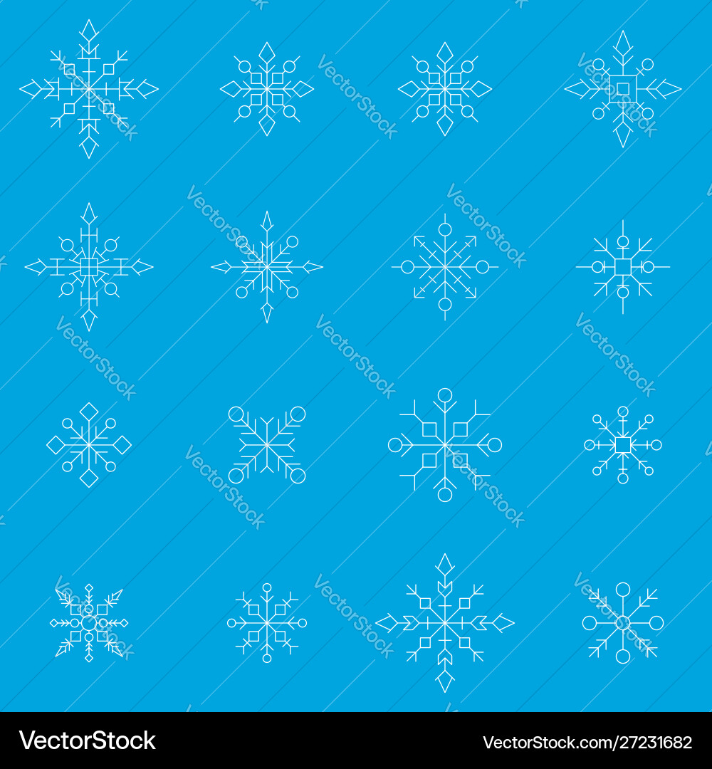 White silhouette snow flake sign isolated on blue Vector Image