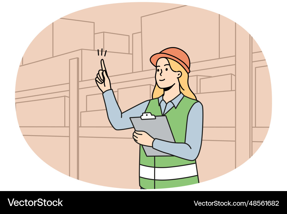Woman in uniform working at warehouse Royalty Free Vector