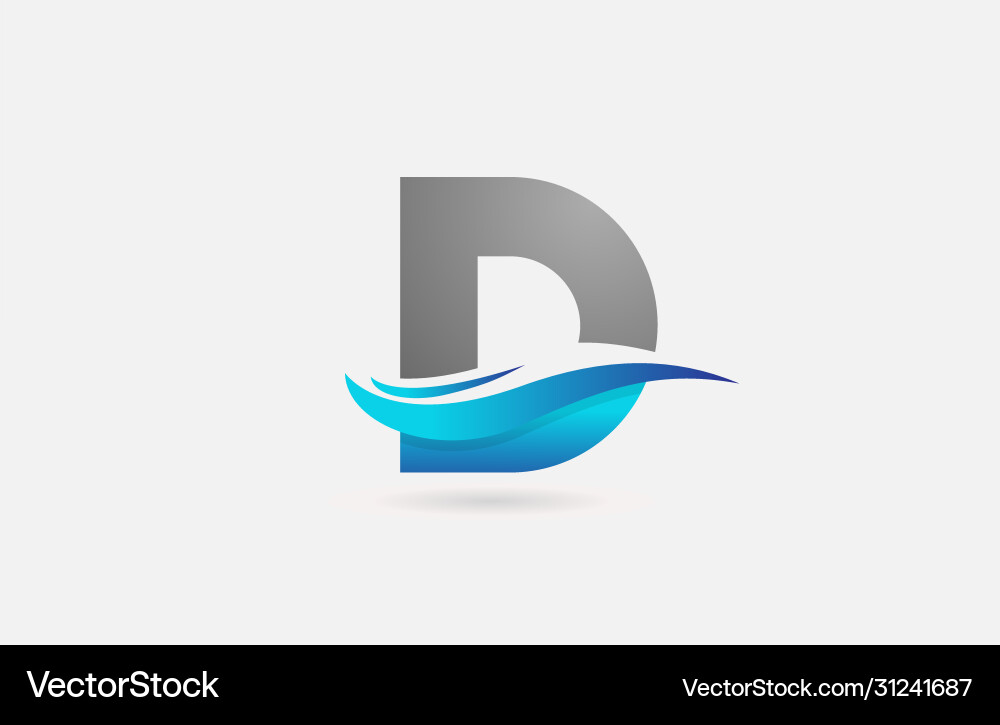 Blue grey d alphabet letter logo icon Royalty Free Vector
