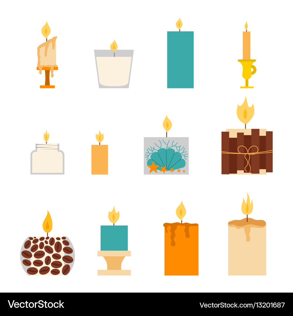 Candles romantic wax party decoration Royalty Free Vector
