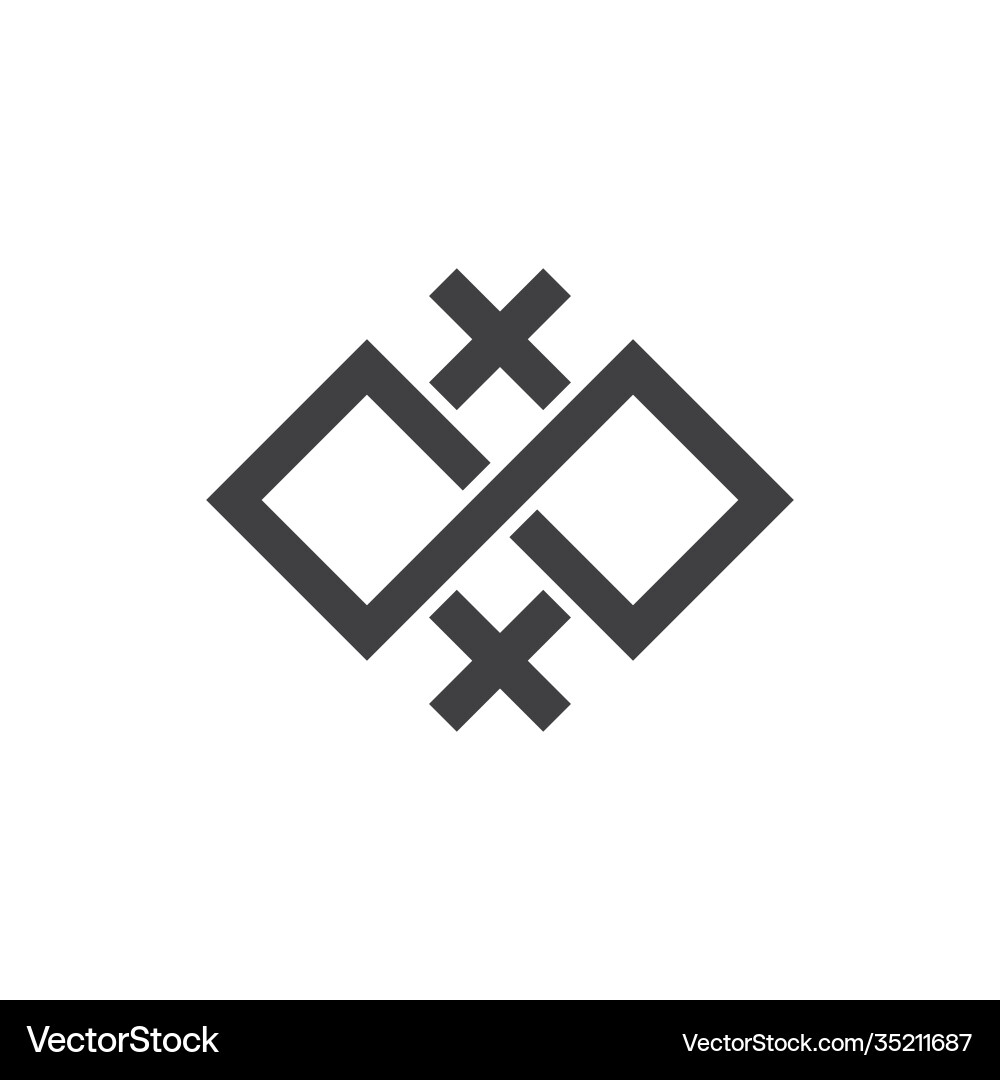 Cross x infinity line simple geometric logo Vector Image