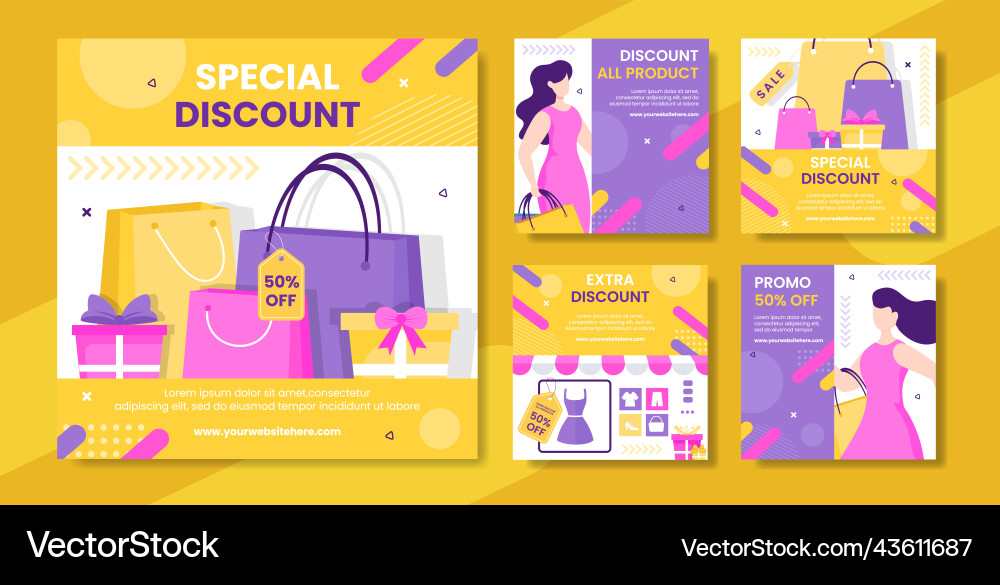 Discount social media post template hand drawn Vector Image