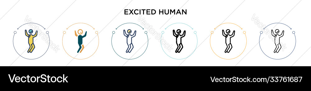 Excited human icon in filled thin line outline Vector Image