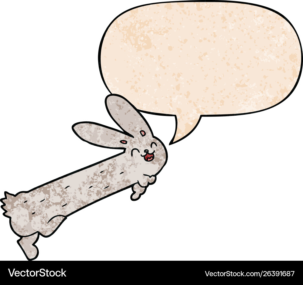 Funny cartoon rabbit and speech bubble in retro Vector Image
