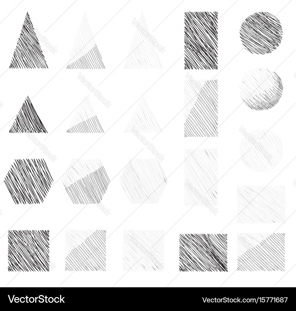 Geometric shape doodle sign set geometric figure Vector Image
