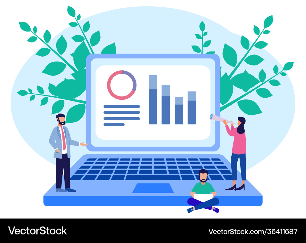 Graphic cartoon character business analysis Vector Image