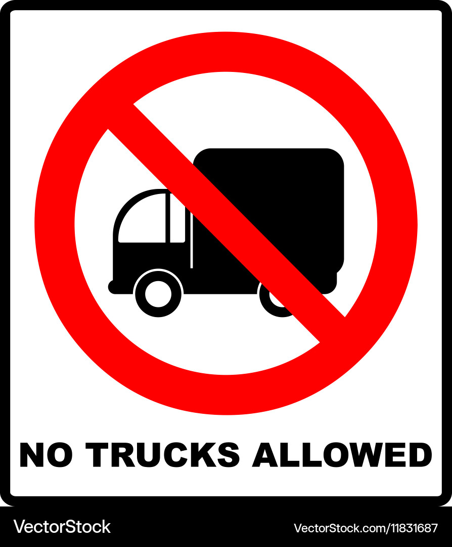 No trucks allowed sign isolated against a white Vector Image
