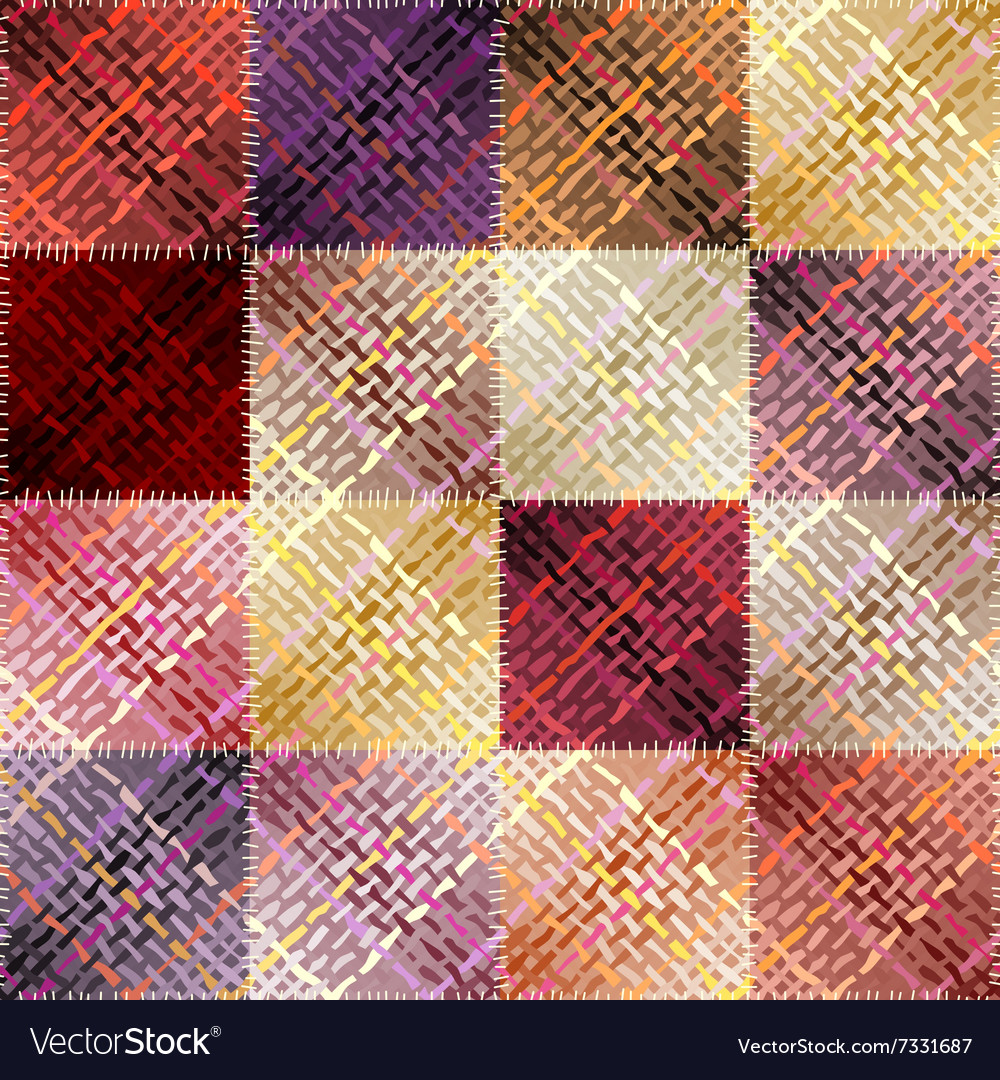 Patchwork pattern with abstract diagonal plaid Vector Image