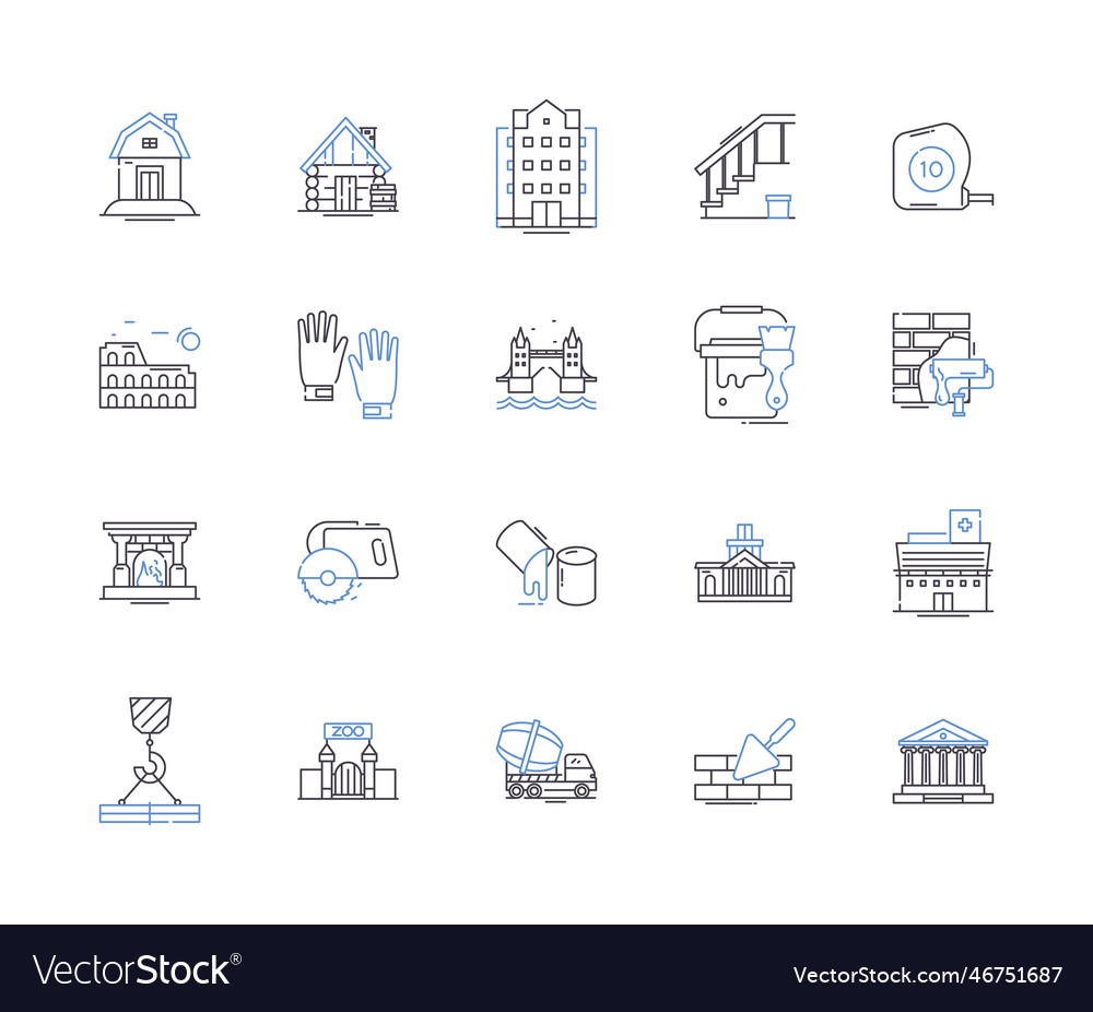 Realty and building outline icons collection Vector Image Realty and building outline icons collection Vector Image
