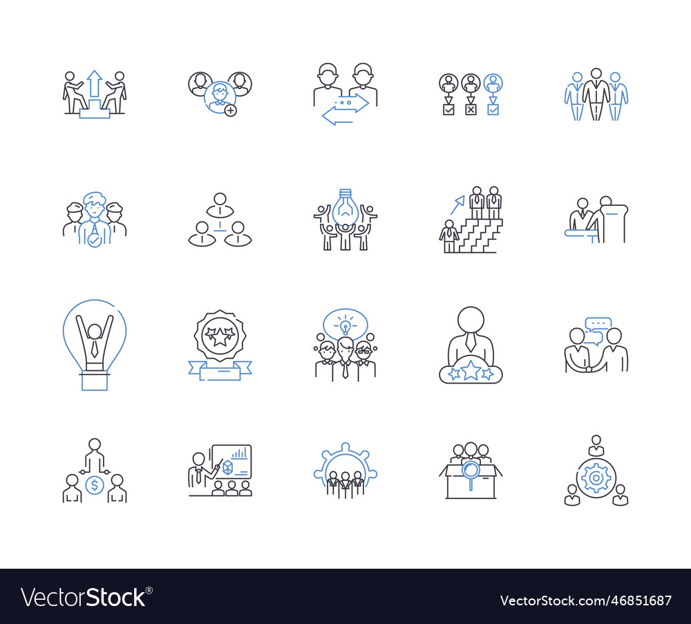 Sales strategy line icons collection prospect Vector Image