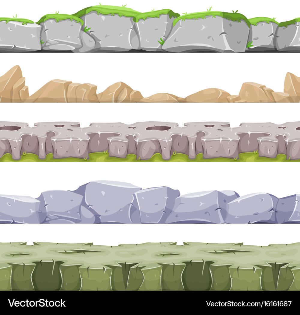 Seamless rocky landscape and stony grounds for Vector Image