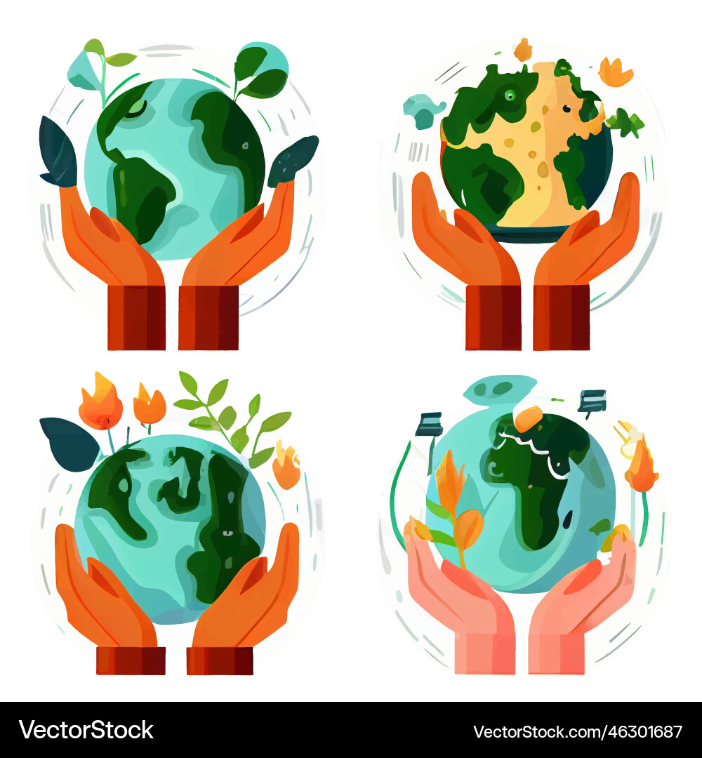 Set isolation of earth planet Royalty Free Vector Image
