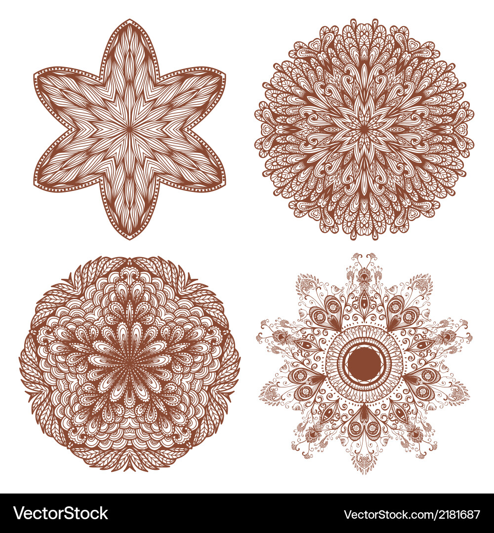 Set of four hand drawn ornaments Royalty Free Vector Image