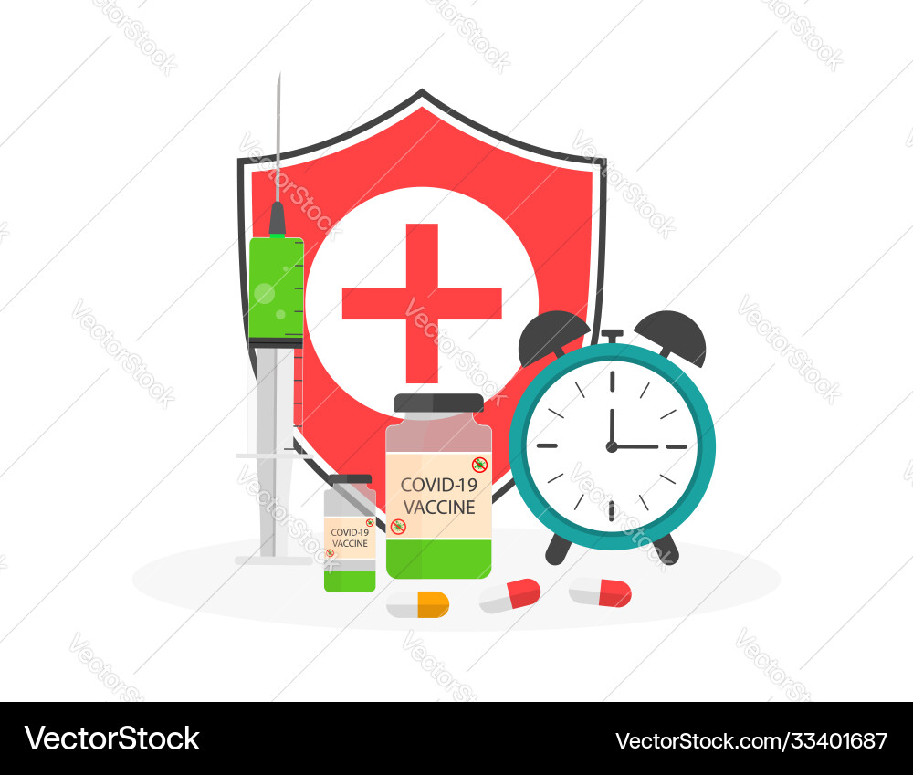 Vaccine with immune shield syringe for prevention Vector Image