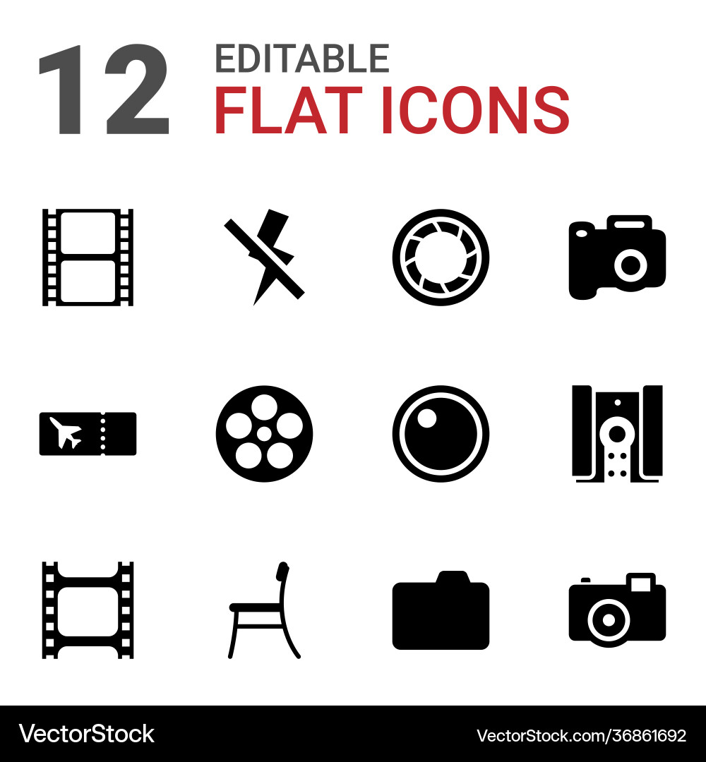 12 film icons Royalty Free Vector Image - VectorStock