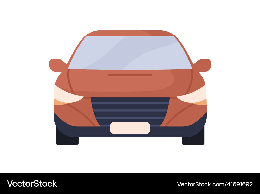 Car front view wheeled auto road motor transport Vector Image