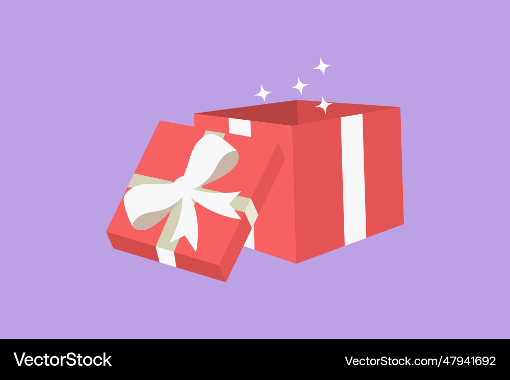 Character flat drawing of open red gift box with Vector Image