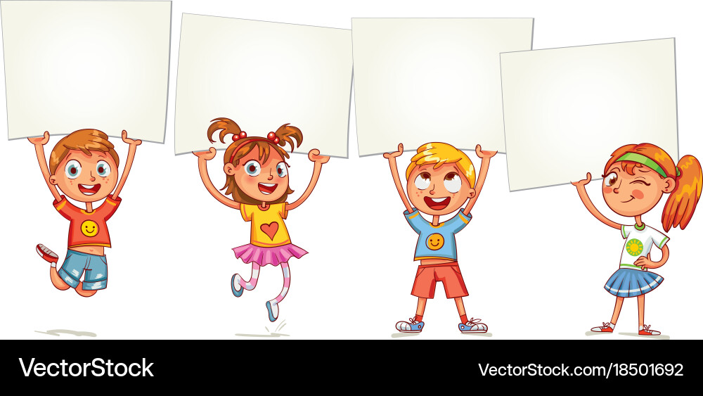 Children are raised up placard Royalty Free Vector Image