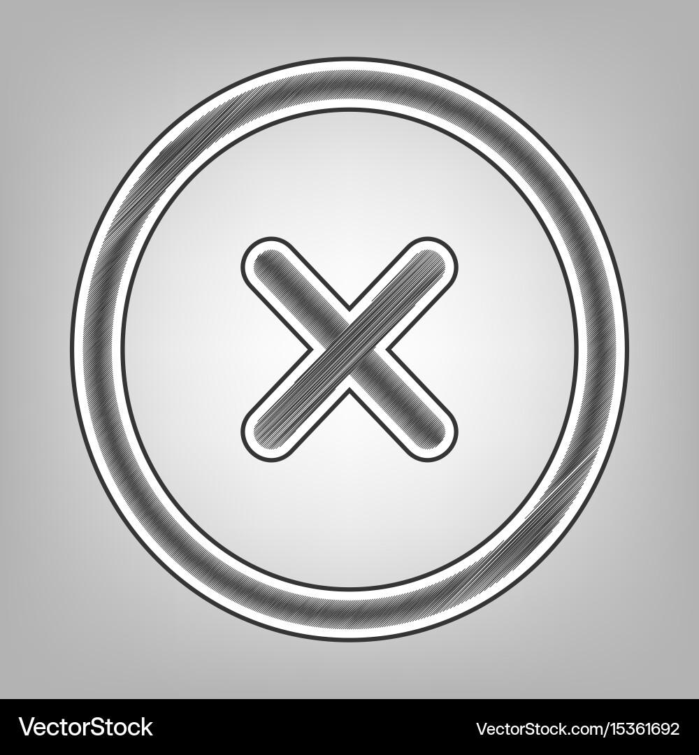 Cross sign pencil sketch Royalty Free Vector Image