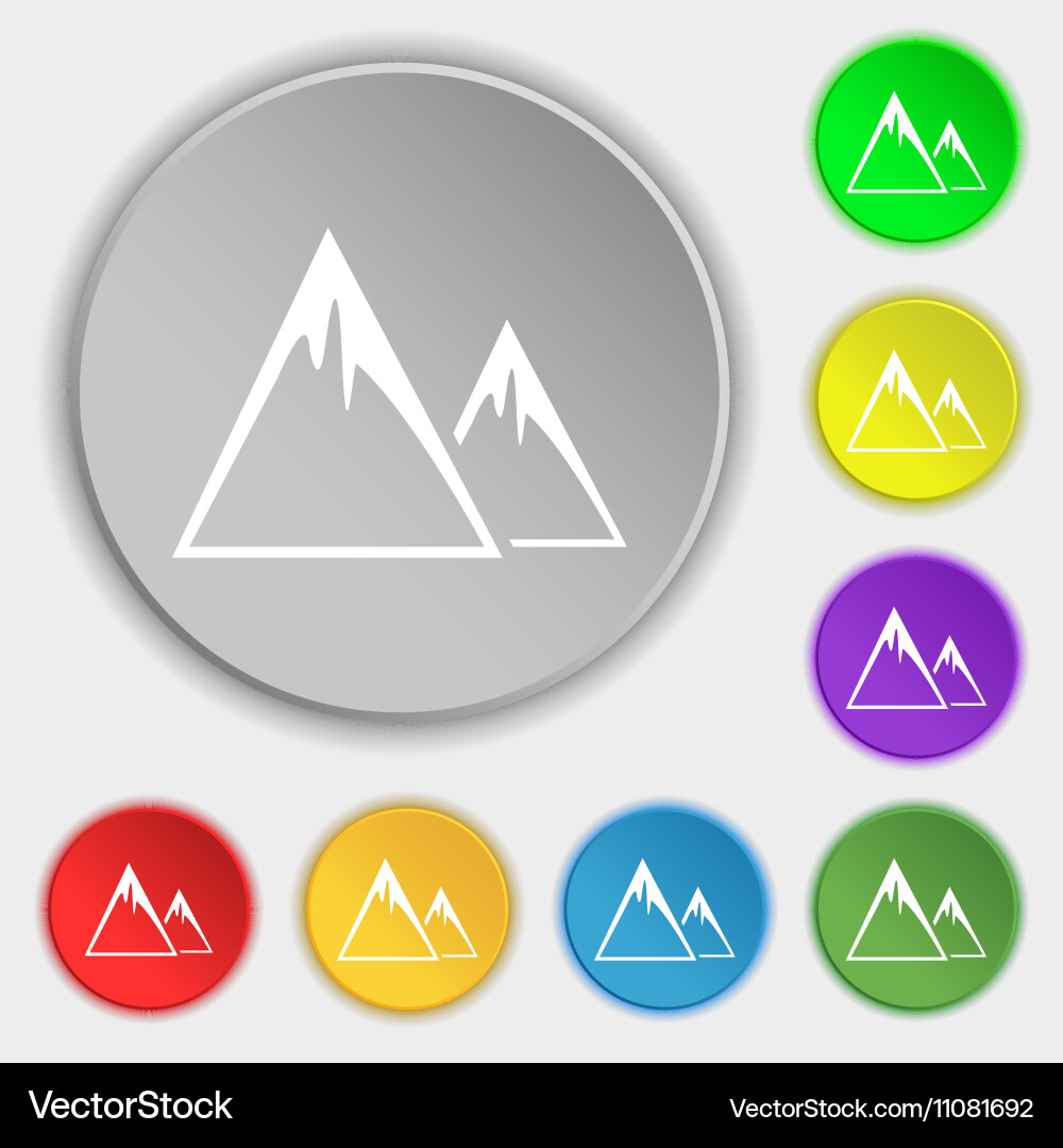 Mountain icon sign symbol on eight flat buttons Vector Image
