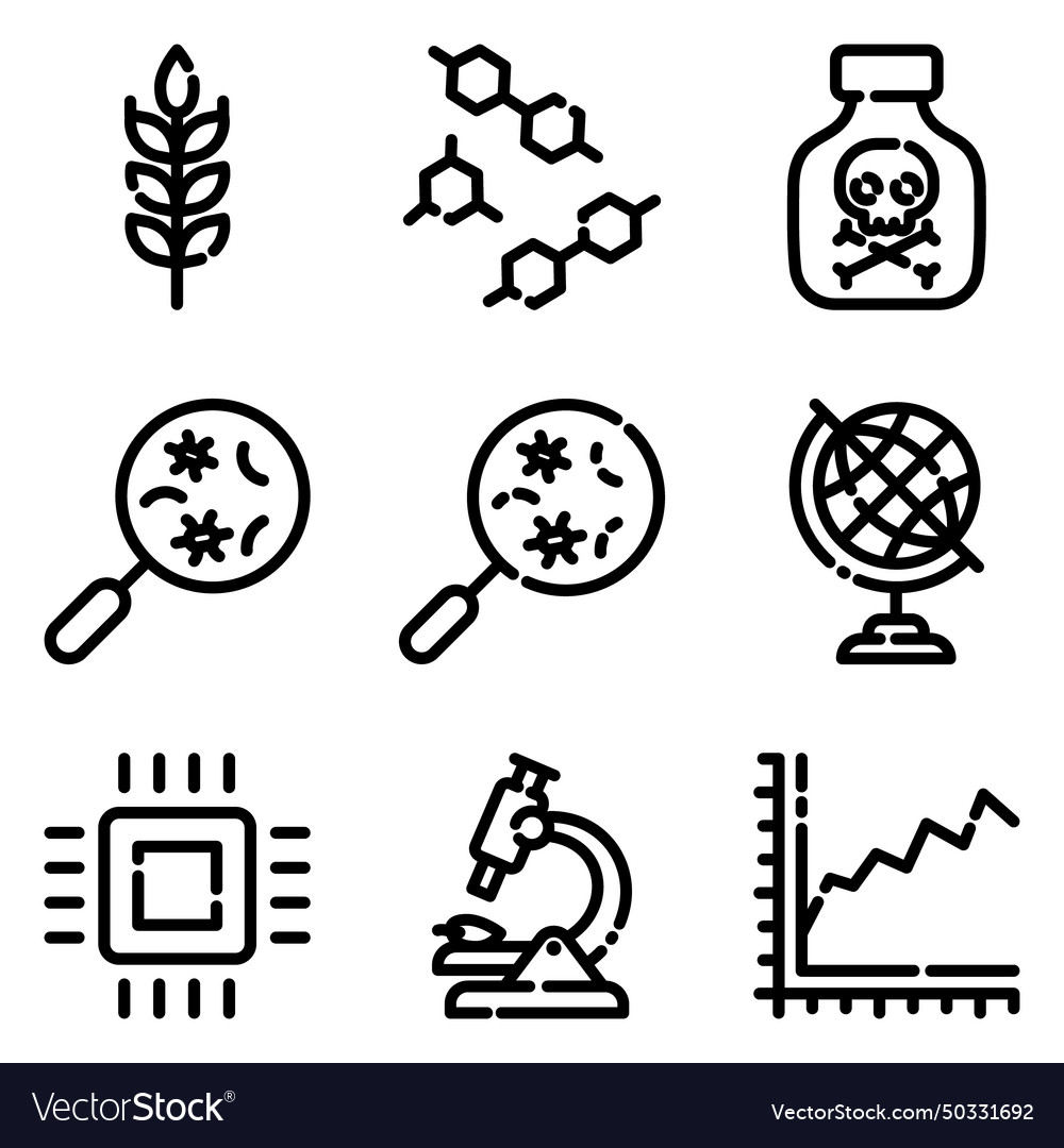 Science flat icon set isolated on white background