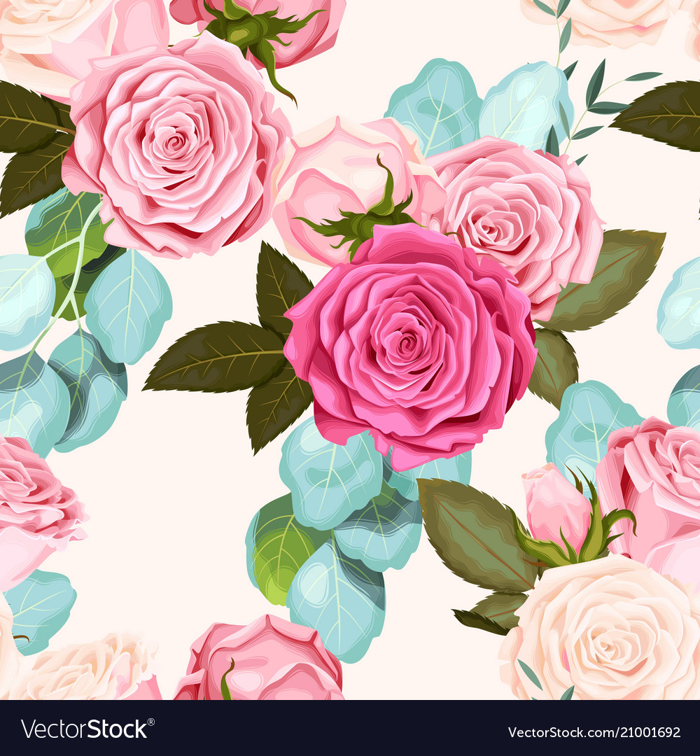 Seamless pattern with roses Royalty Free Vector Image