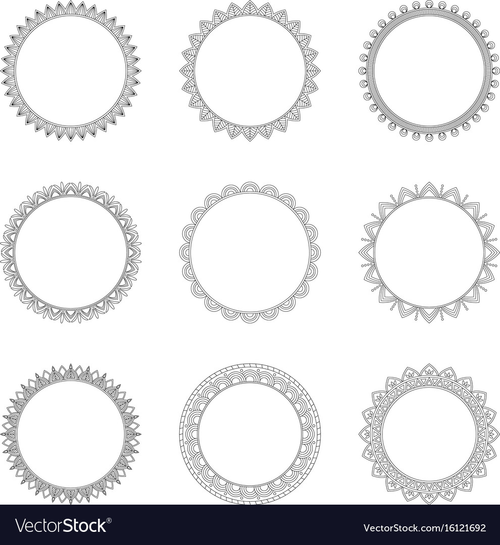 Set round decorative frames Royalty Free Vector Image