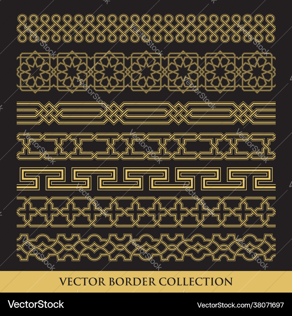 Arabic seamless geometric golden border Royalty Free Vector